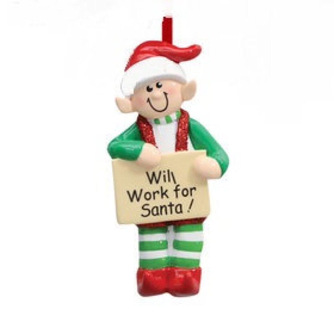 Elf Will Work for Santa Personalized Christmas Ornament - Etsy