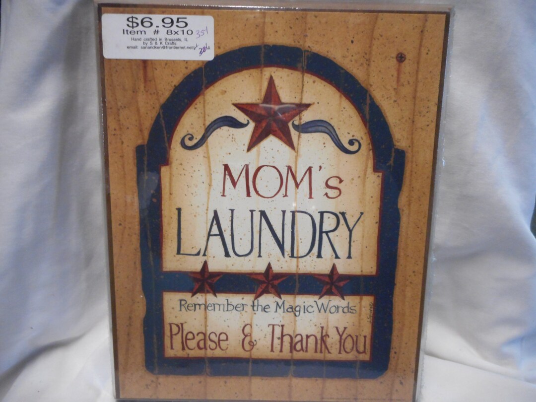 Mom's Laundry Please and Thank You Primitive Retro Vintage Wood Sign - Etsy