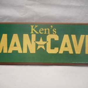 Personalized Man Cave Green and Yellow Sign - Etsy