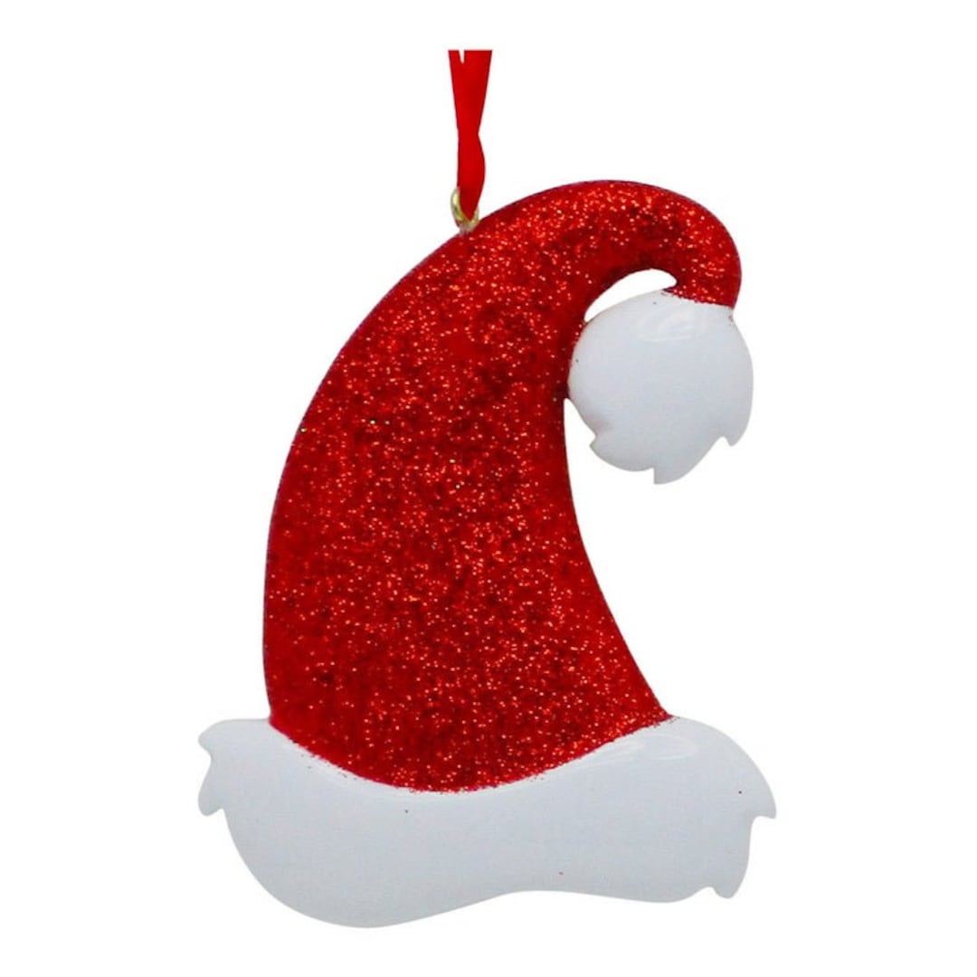 Red Glitter Santa's Hat Personalized Christmas Ornament - Etsy