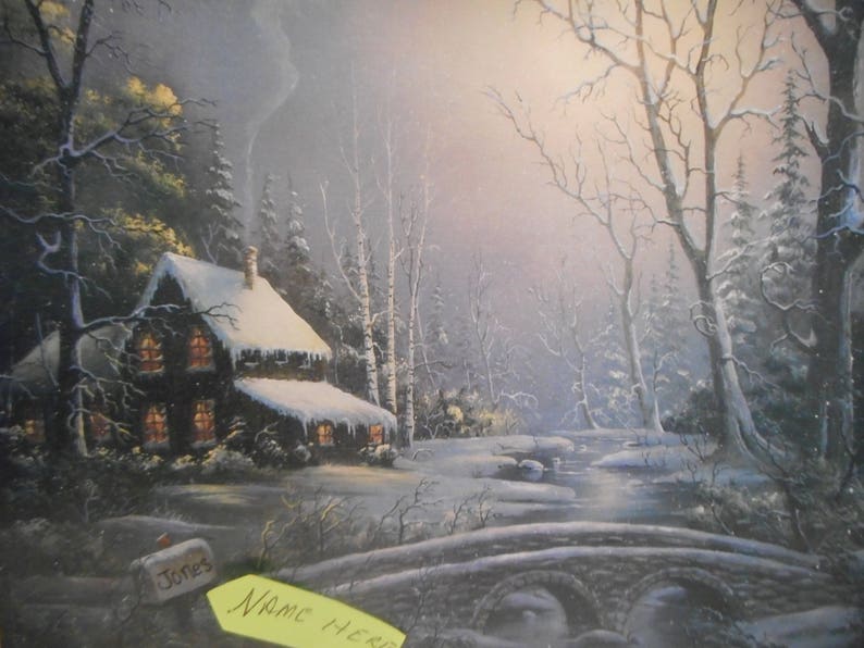 Ron Huff Winter Scene With House and Bridge Personalized - Etsy