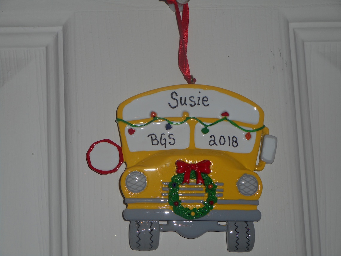 School Bus Personalized Christmas Ornament - Etsy