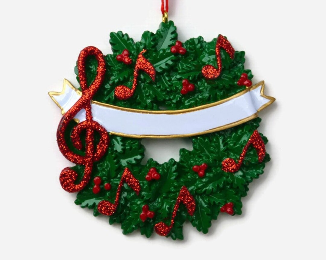 Music Wreath With Musical Notes Personalized Christmas Ornament - Etsy