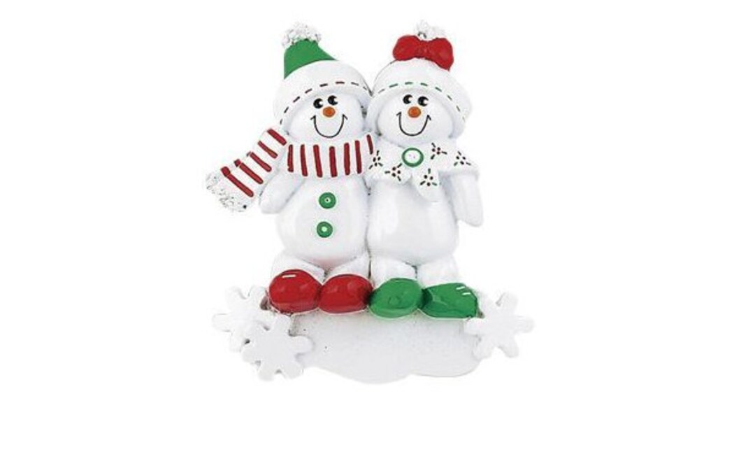 Snowman on Sled Family of 2 Personalized Christmas Ornament - Etsy