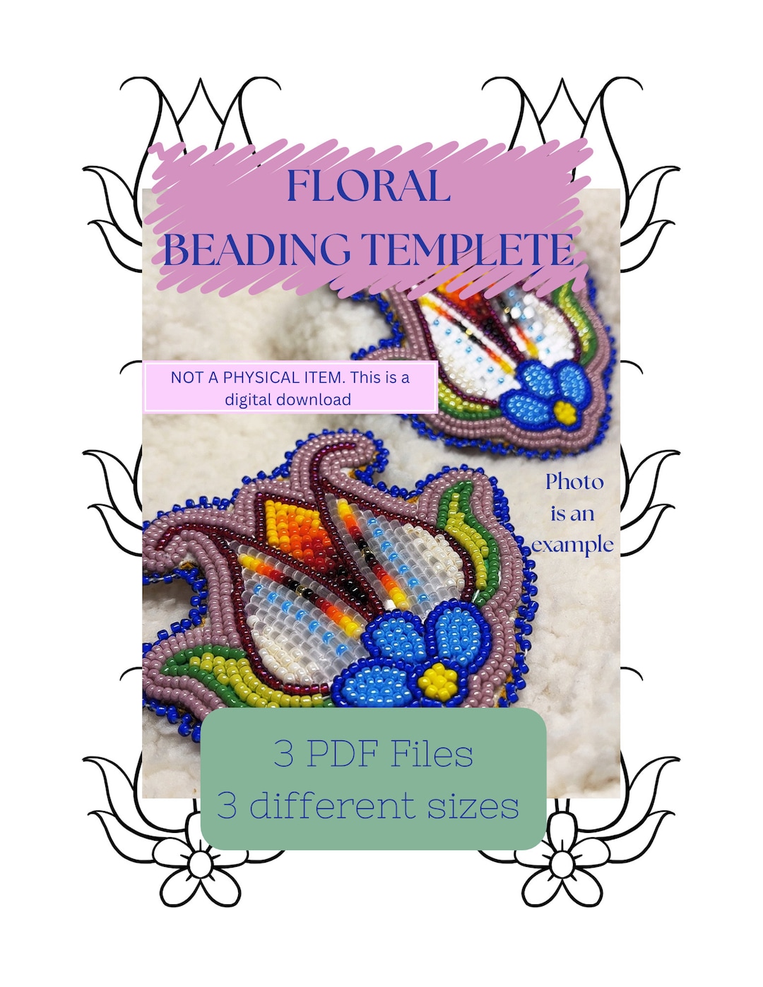 Floral#1 Beading Template (digital Download) - Etsy