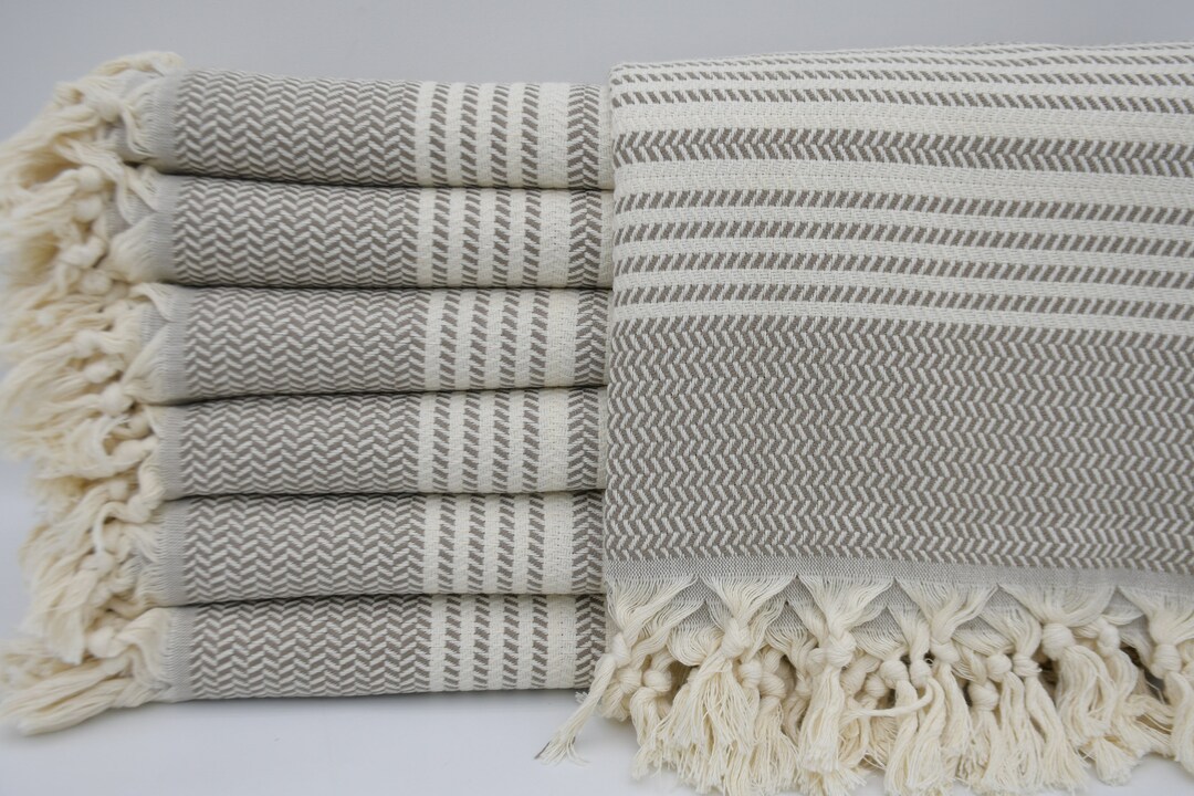Toalla beige, toalla de algodón, toalla de baño turca, toalla peshtemal ...