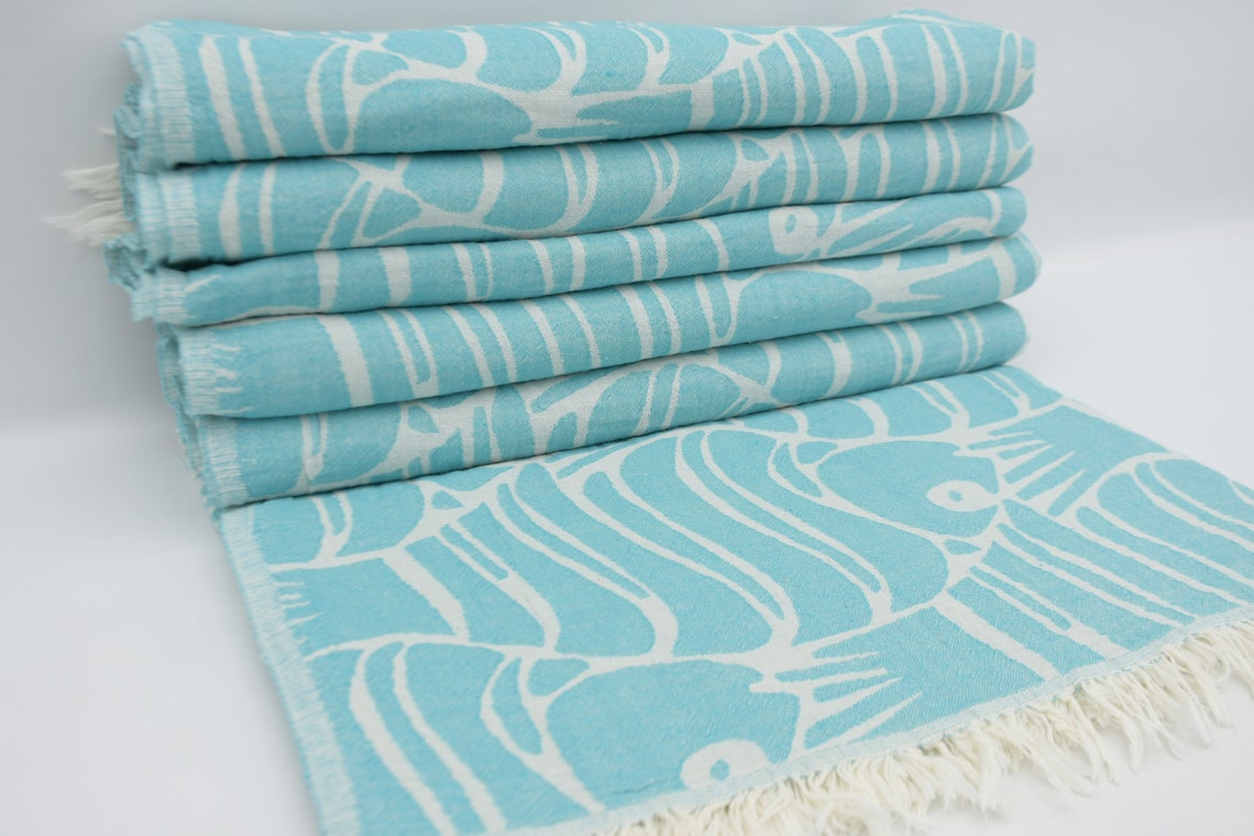 Fish Patterned Blankethandmade Blanketturkish - Etsy
