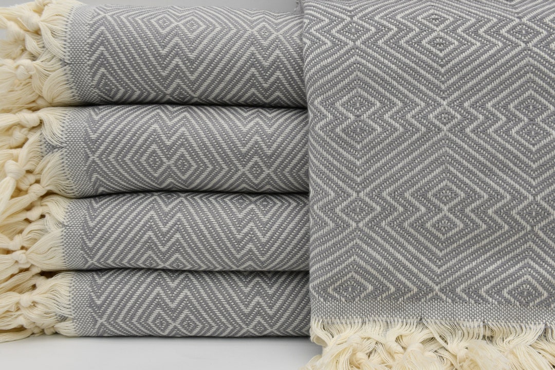 Turkish Throw,organic Cotton Blanket,turkish Blanket,79"x95",gray ...