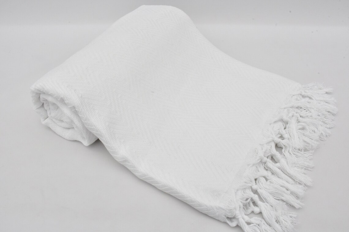 Manta blanca manta de regalo colcha turca manta de espiga - Etsy España