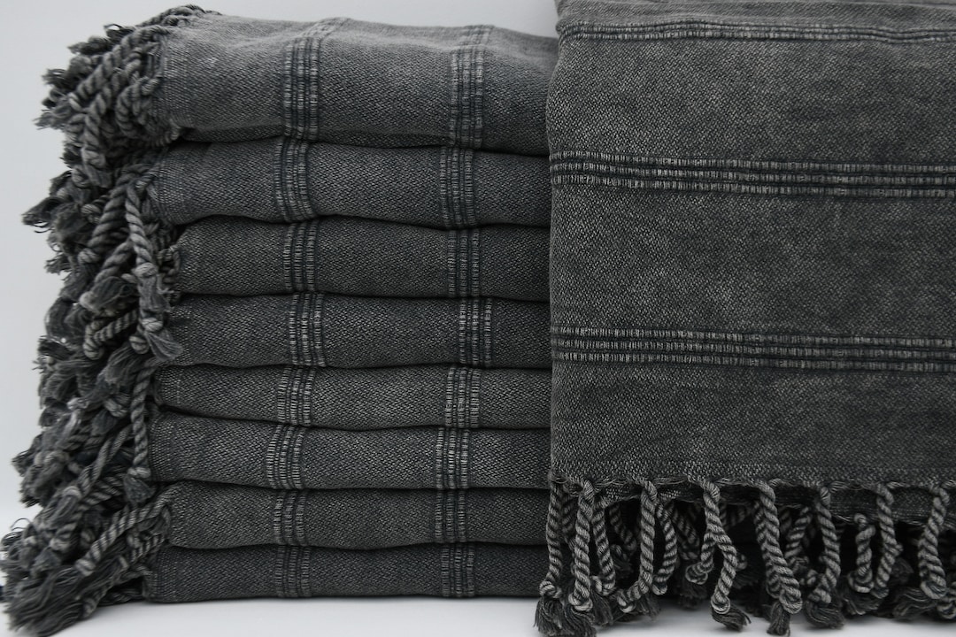 Stone Washed Hand Towel,dish Towel,small Towel,18"x36",dark Gray Hand ...