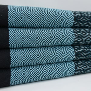 Black and Turquoise Blanket,turkish Bedspread,beach Throw,79"x95 ...