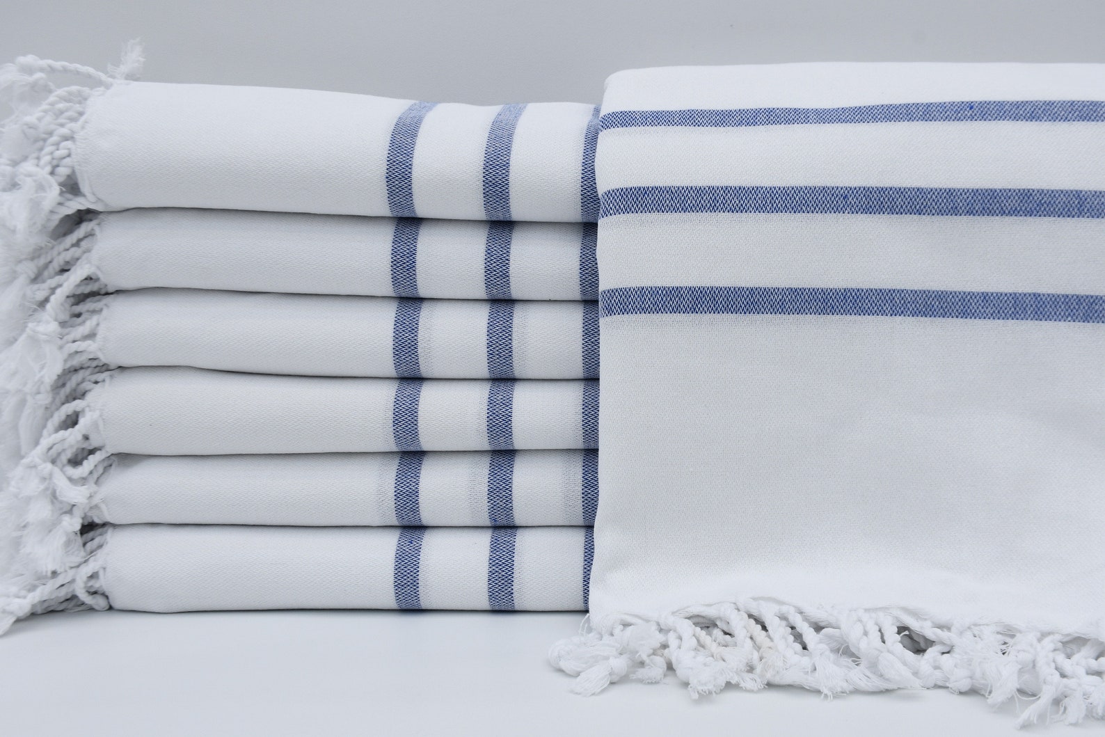 Navy Blue Striped Towelwhite Towelbath Peshtemalcotton - Etsy