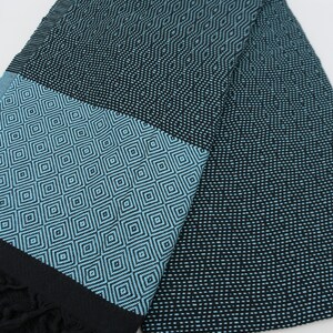 Black and Turquoise Blanket,turkish Bedspread,beach Throw,79"x95 ...