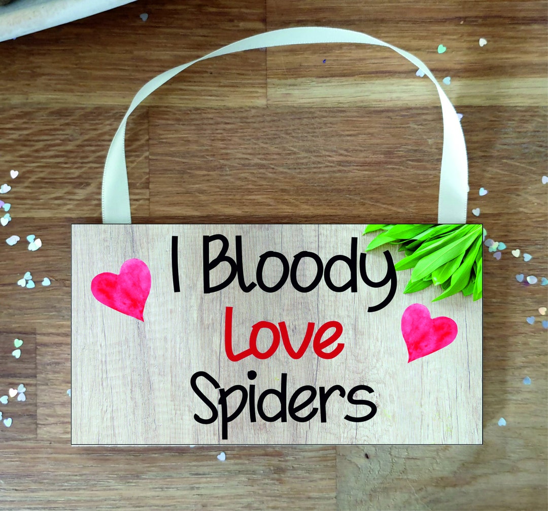 Spider Plaque / Sign Gift I Bloody Love Spiders Cute Fun Novelty Sign ...
