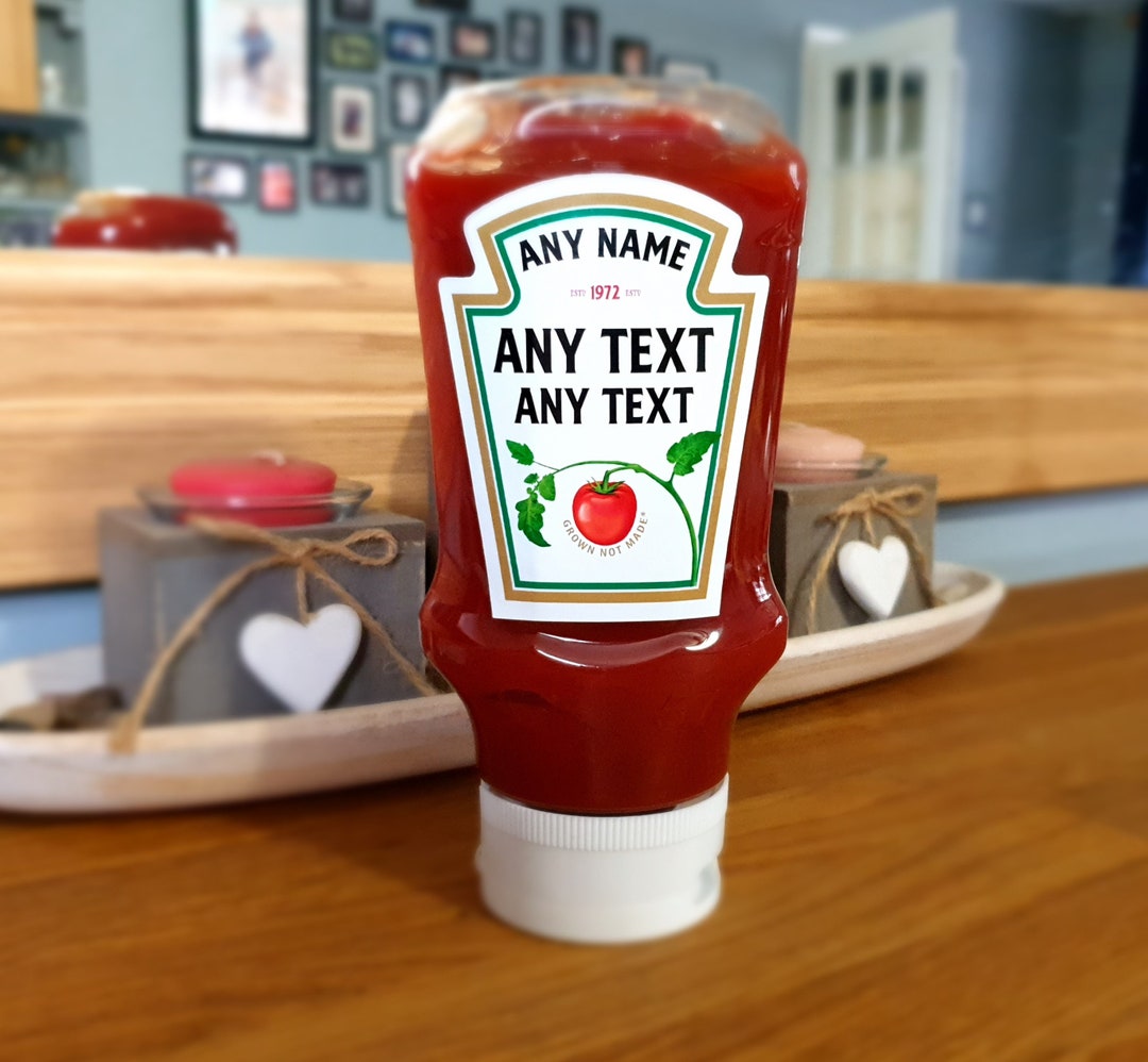 Ketchup Bottle Label Tomato Sauce Personalise Name & Message Common ...