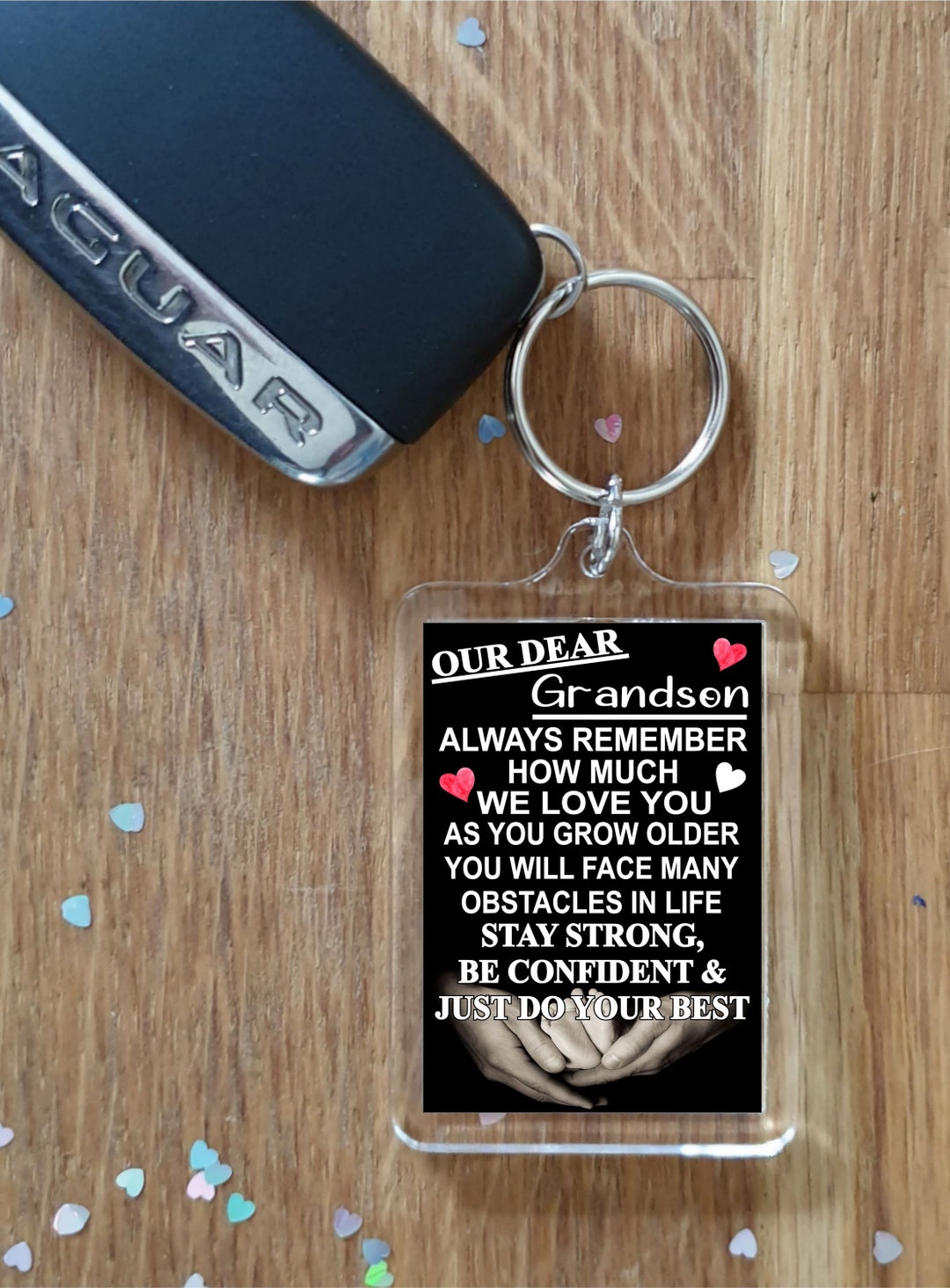 Grandson Grandparent Grandpa Keyring Gift Our Dear Grandson Always ...
