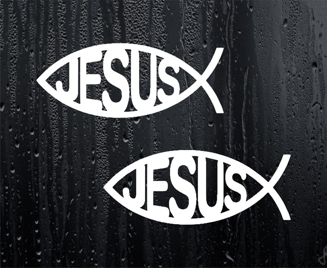 2x Car Van Stickers Jesus Ichthys Text Fish Christian Symbol Religious ...