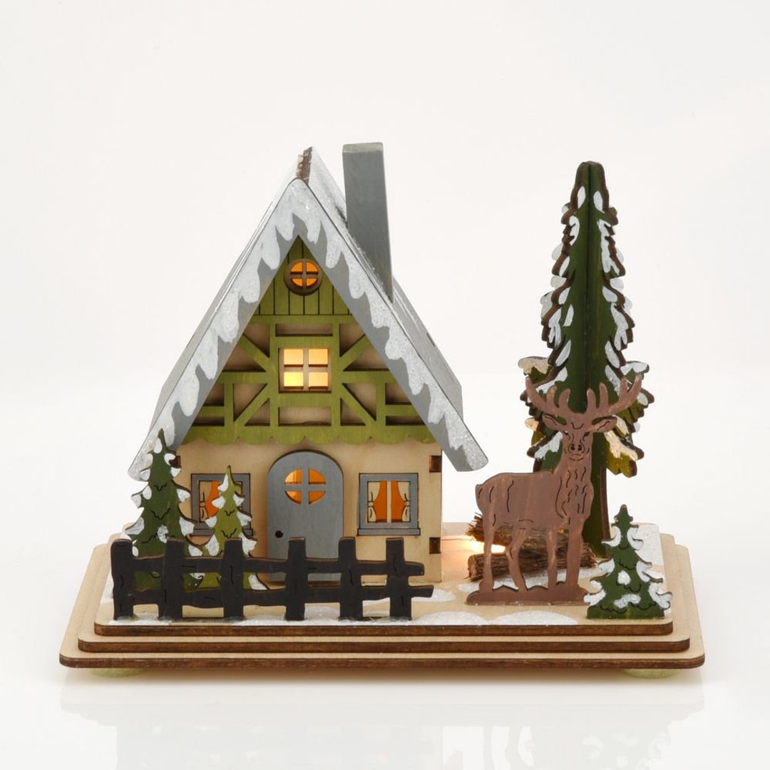 LED Light up Wooden House Scene - Etsy UK