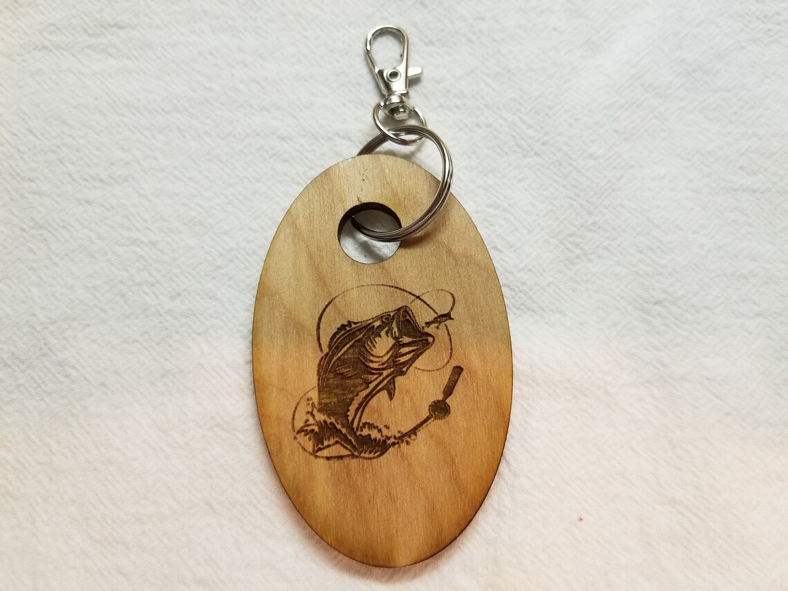 Bass Fishing Keychain / Wood Keychain / Personalized Keychain | Etsy