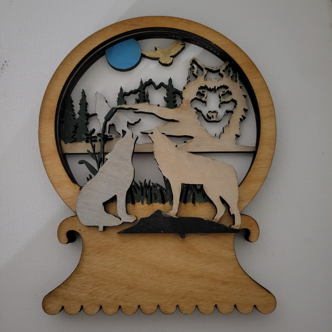Wolf Custom Snow Globe Sign / 3D Wood Sign / Engraved Sign / Wall Sign ...