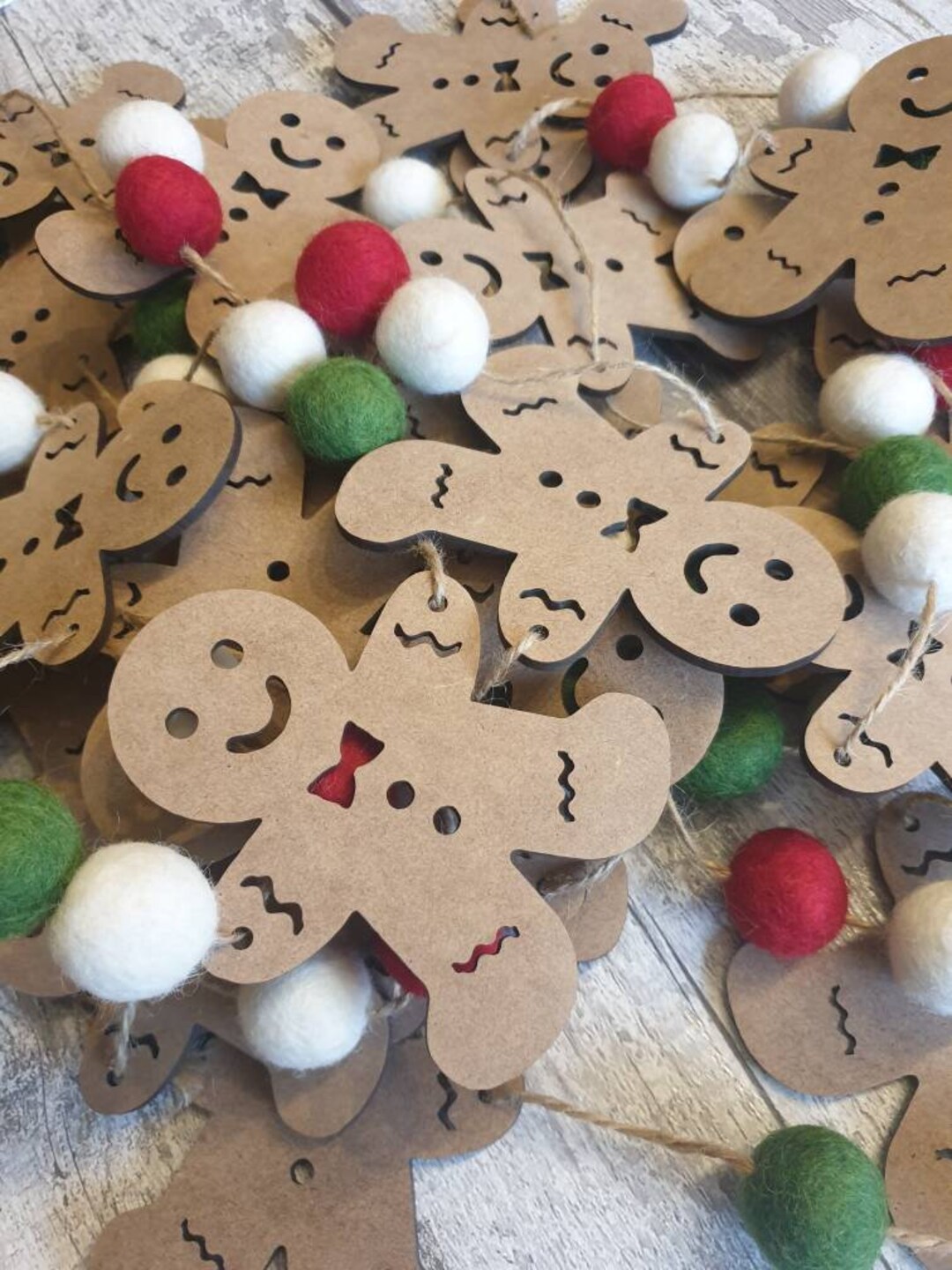 Gingerbread Man Pom Pom Christmas Festive Garland // Bunting. Christmas ...
