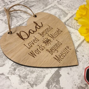 Dad Loved Beyond Words Missed Beyond Measure Hanging Heart. Memory ...