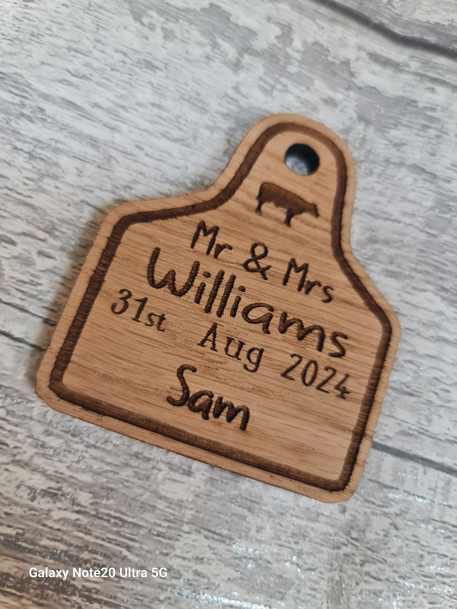 Large Cow Ear Tag Wooden Wedding Name Place Settings. Farmers Wedding ...