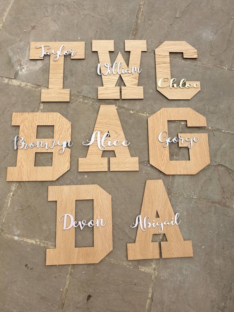 Large name initial wall art. Oak veneer letter name. 30x25cm | Etsy