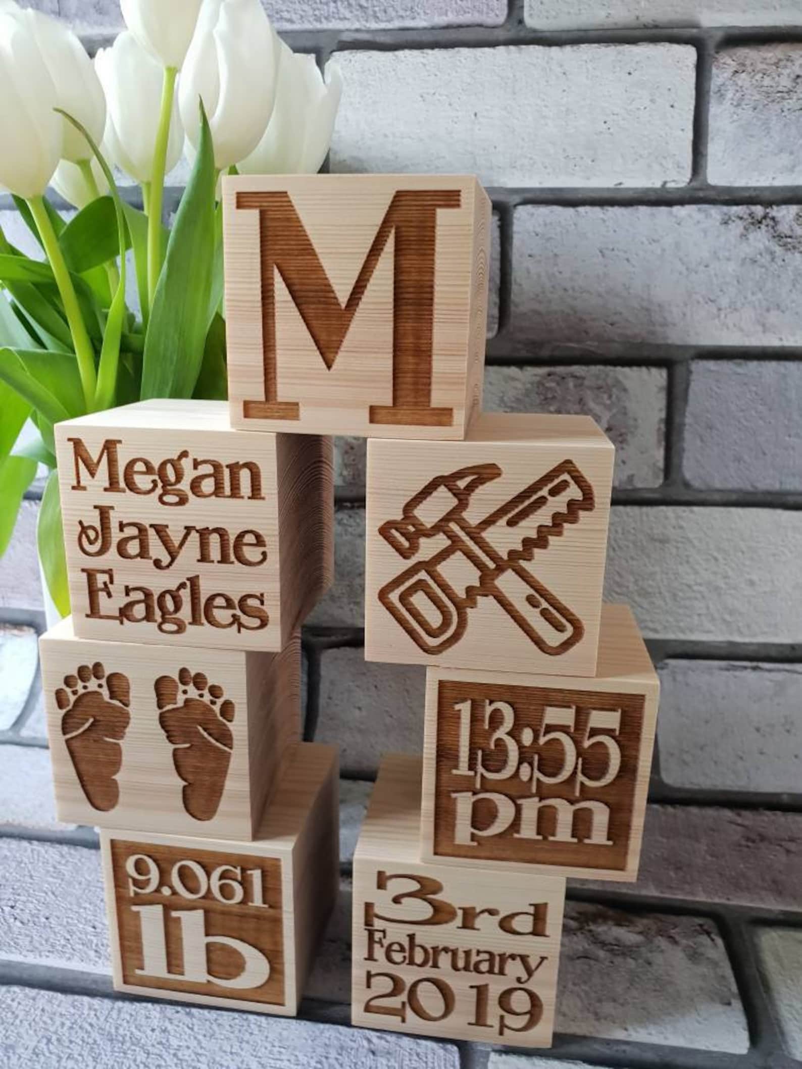 Wooden personalised blocks. Perfect gift for christening or | Etsy