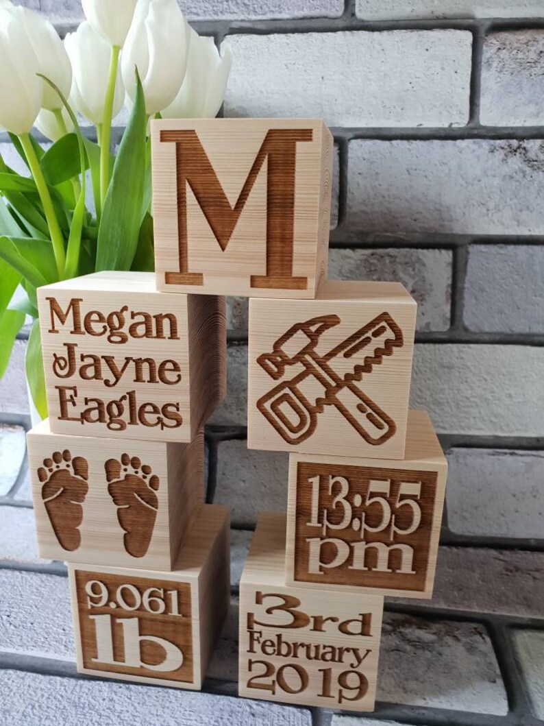 Wooden personalised blocks. Perfect gift for christenign or | Etsy