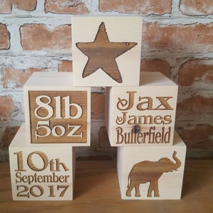 Wooden Personalised Blocks. Perfect Gift for Christening or New Baby ...