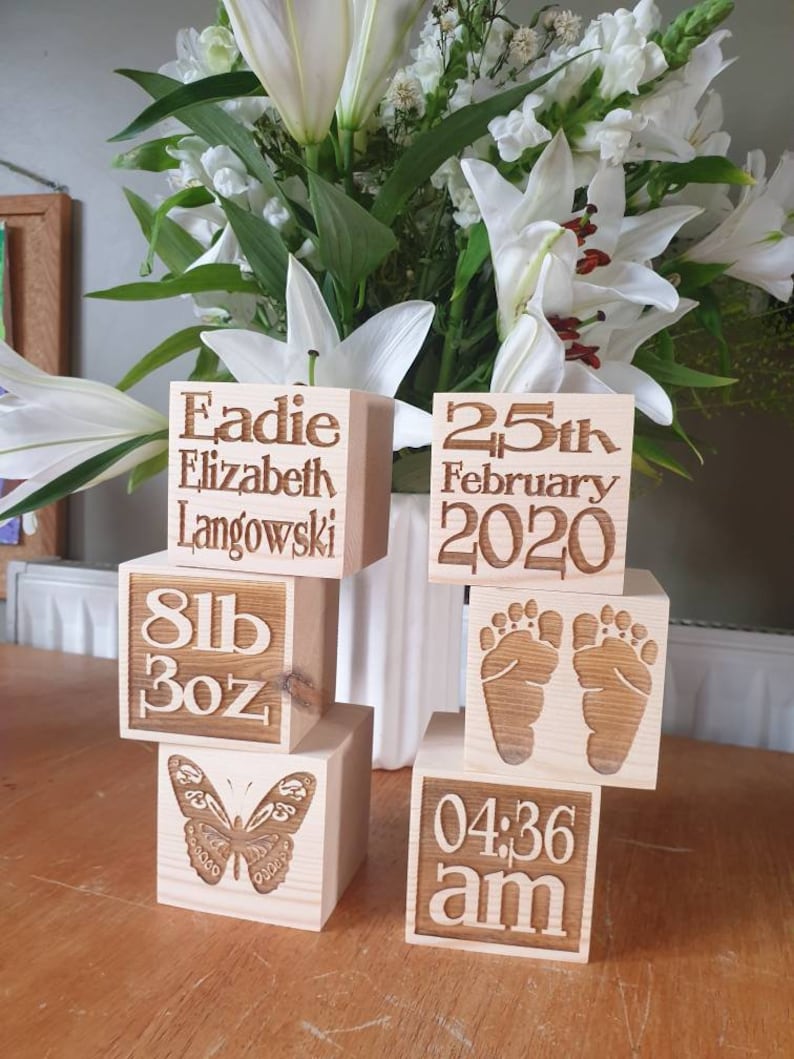 Wooden Personalised Blocks. Perfect Gift for Christening or - Etsy UK