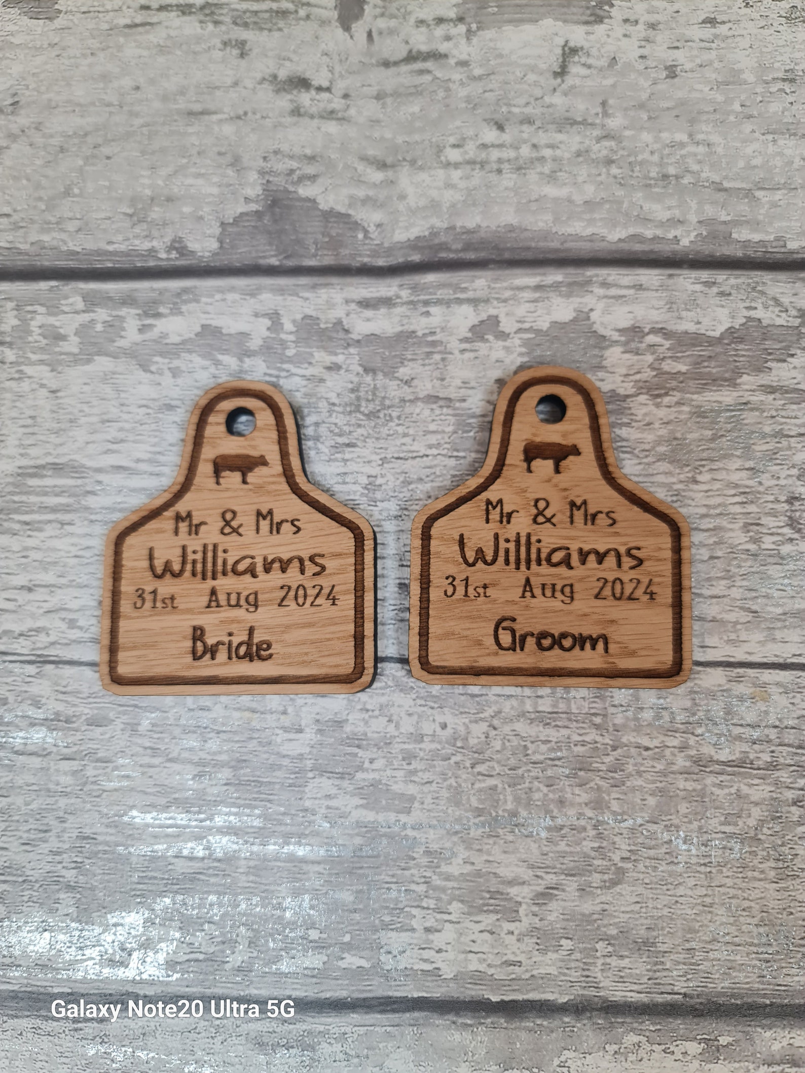 Large Cow Ear Tag Wooden Wedding Name Place Settings. Farmers Wedding ...