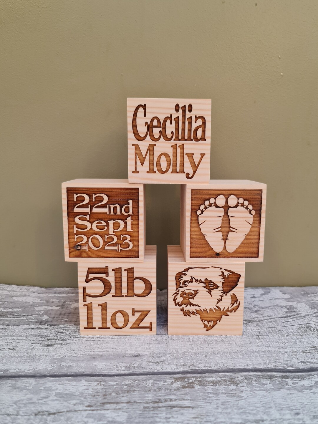 Wooden Personalised Blocks. Perfect Gift for Christening or New Baby ...