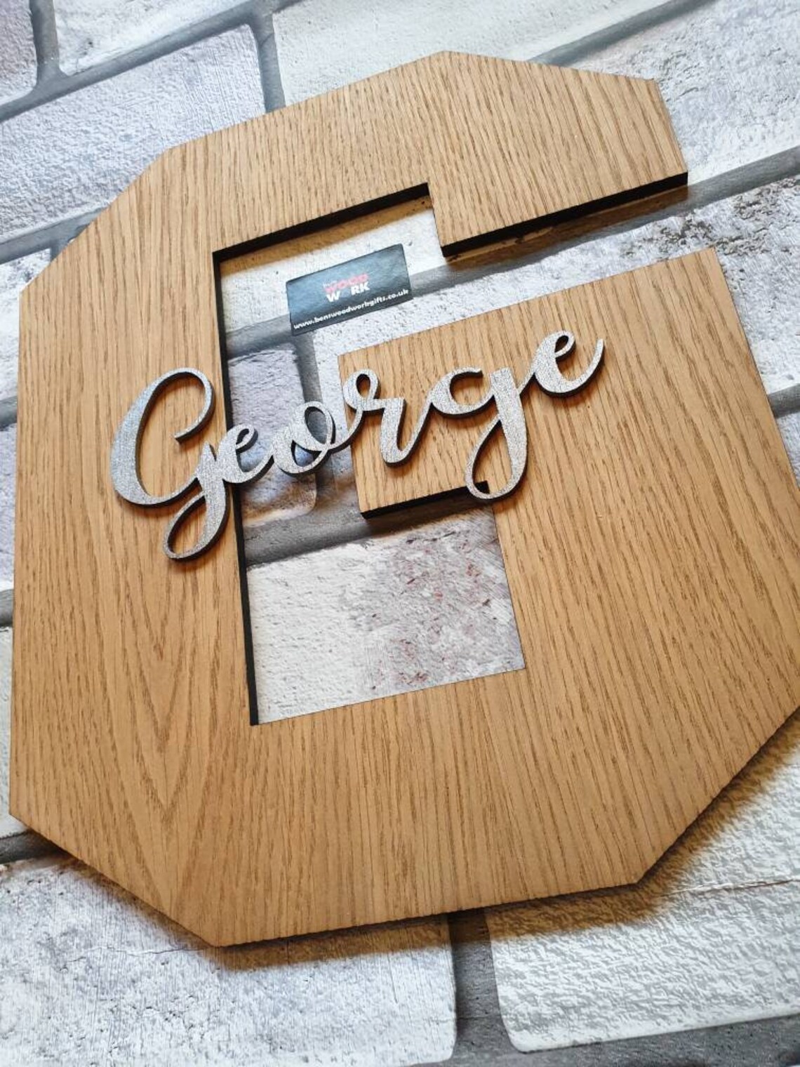 Large name initial wall art. Oak veneer letter name. 30x25cm | Etsy