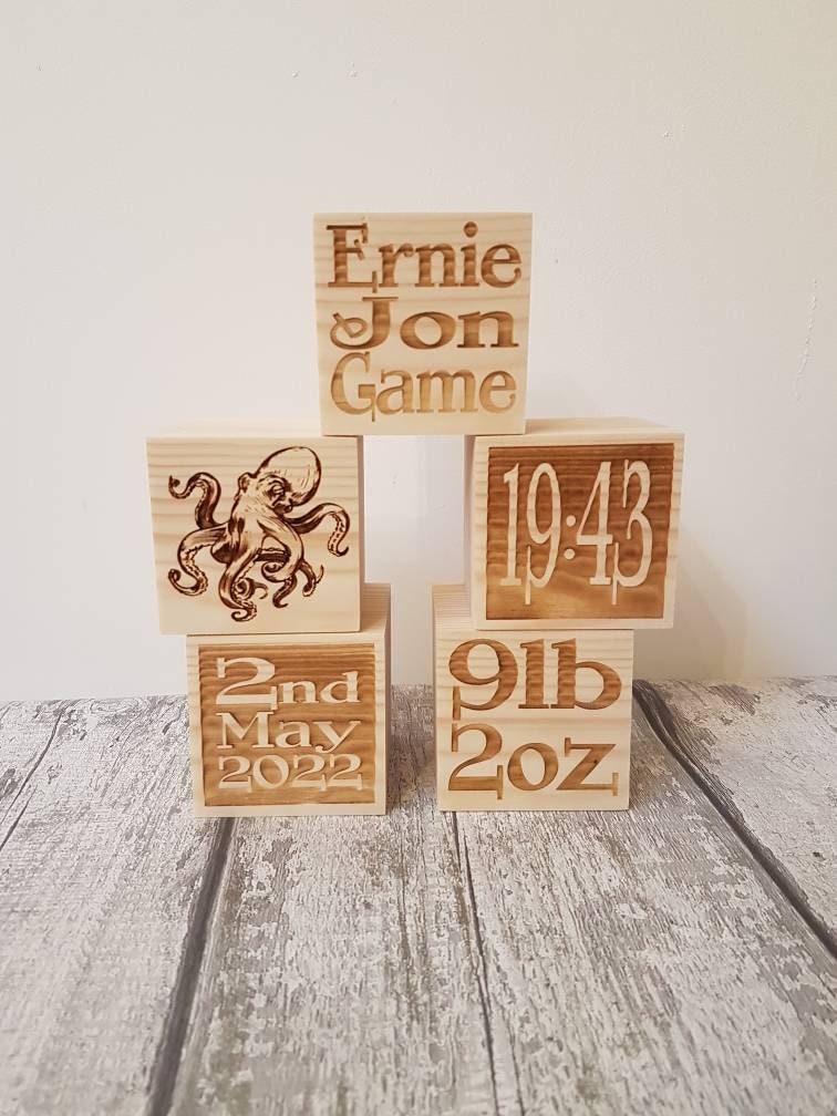 Wooden Personalised Blocks. Perfect Gift for Christening or - Etsy UK
