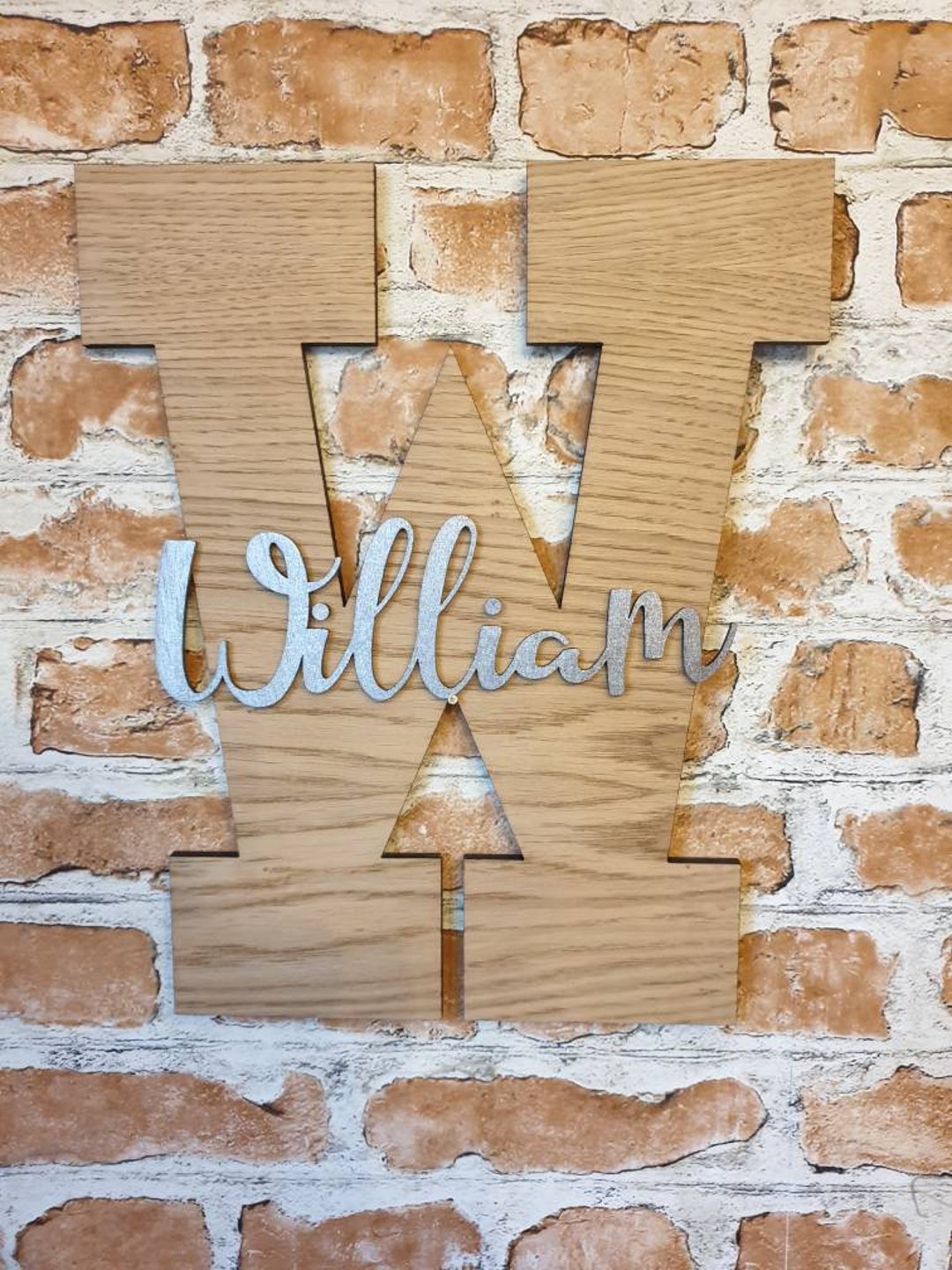 Large Name Initial Wall Art. Oak Veneer Letter Name. 30x25cm Nursery ...
