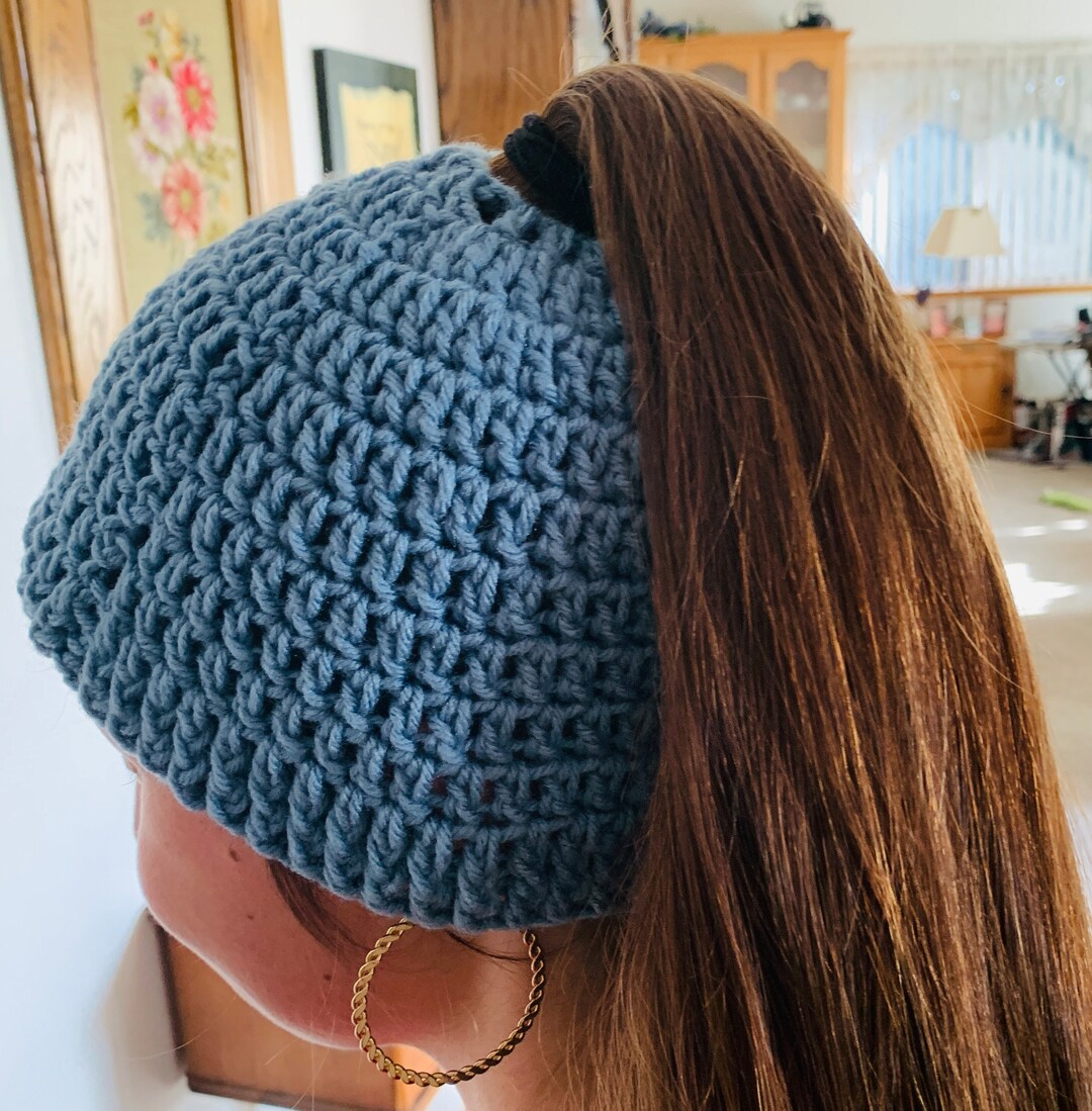 Hat, Messy Bun, Soft, Dusty Blue , Grey Blue, Comfortable, Hand ...