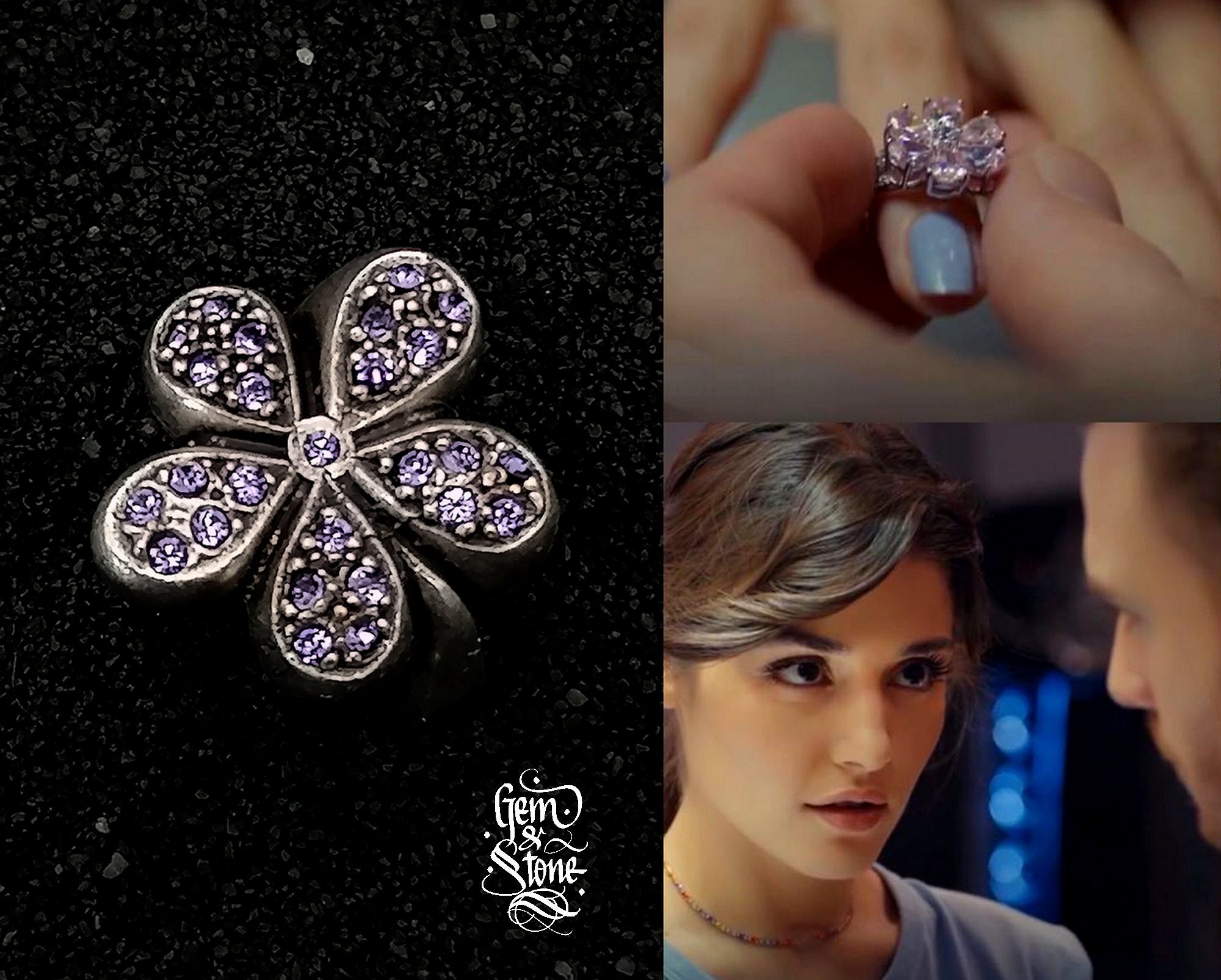 Sen Cal Kapimi Eda Hande Ercel Silver Plated Flower Purple | Etsy