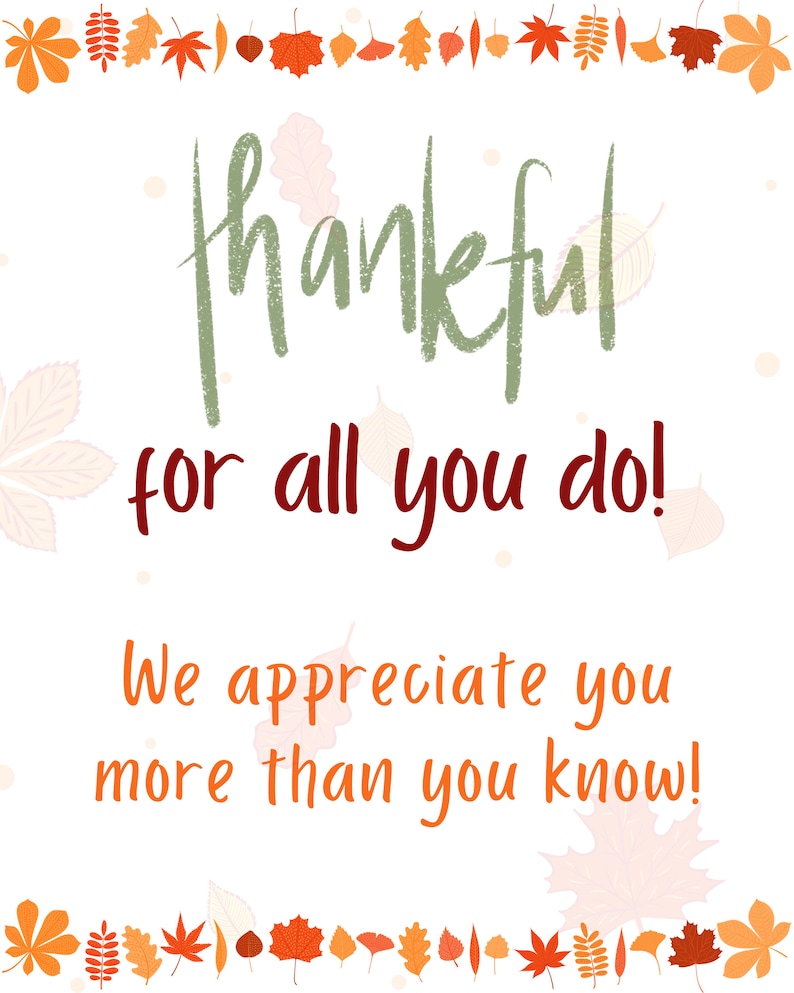 Printable Thankful for You Poster and Gift Tags Digital Download - Etsy