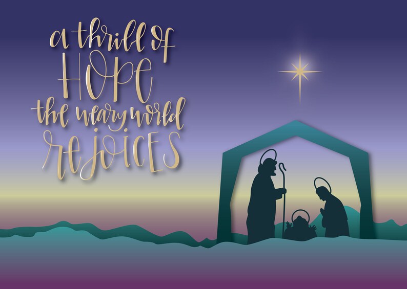 A Thrill of Hope, Nativity Scene Hand Lettered Image Calligraphy ...