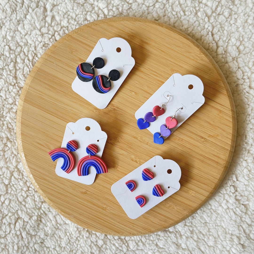 Polymer Clay Earrings - Bisexual Collection | Drop and Dangle Pride Earrings - Etsy