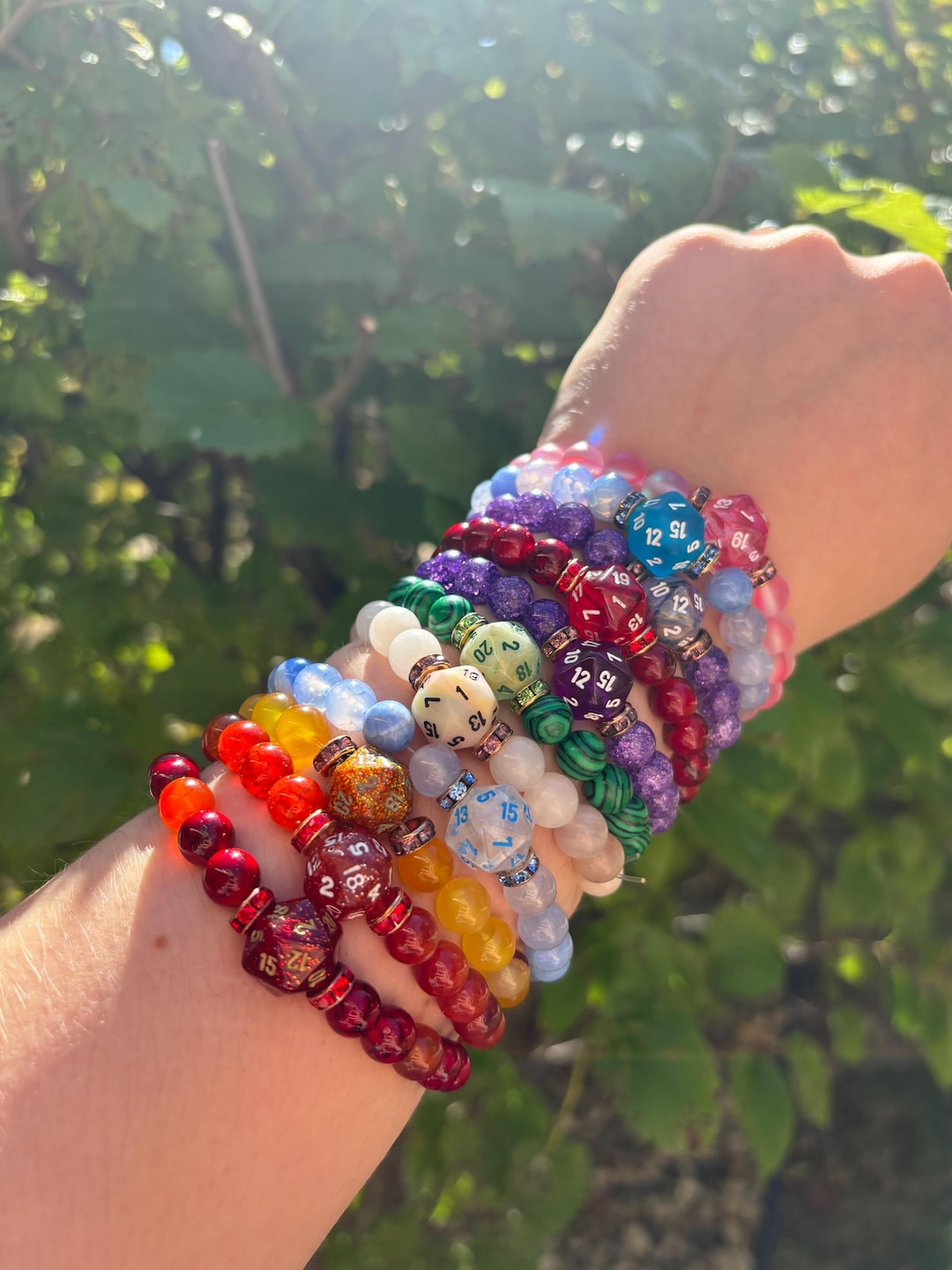 Mini D20 Bracelet | Elastic Dice Beaded Bracelet | Stretchy Dnd ...