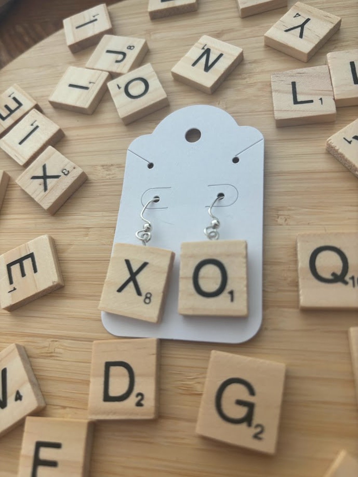 Custom Scrabble Tile Initial Earrings | Upcycled Board Game Jewelry ...