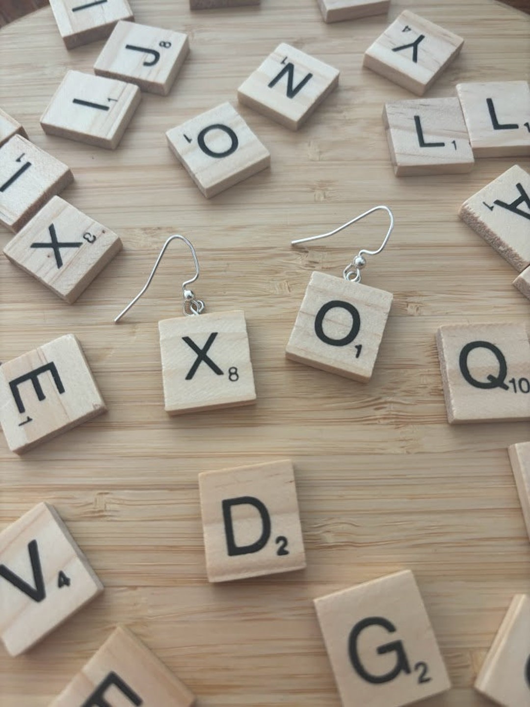 Custom Scrabble Tile Initial Earrings | Upcycled Board Game Jewelry ...