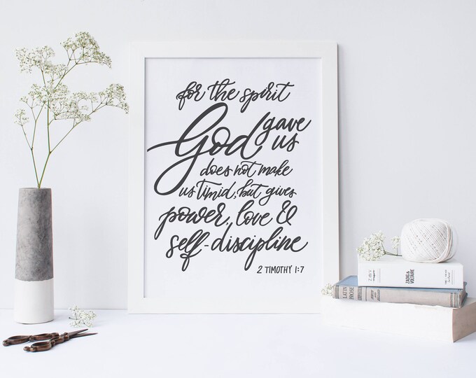 Bible Verse Print, 2 Timothy 1:7, 8x 10 Print digital Download - Etsy