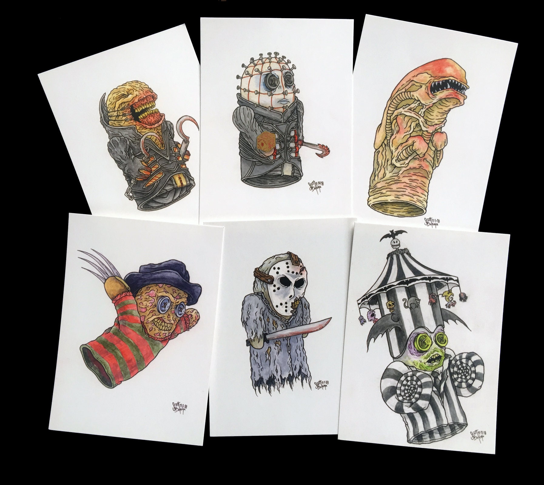 Horror Hand Puppet 13 Postcards 7x5 | Etsy