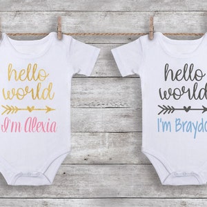 Hello World Newborn Outfit-personalized Newborn Bodysuit-baby ...