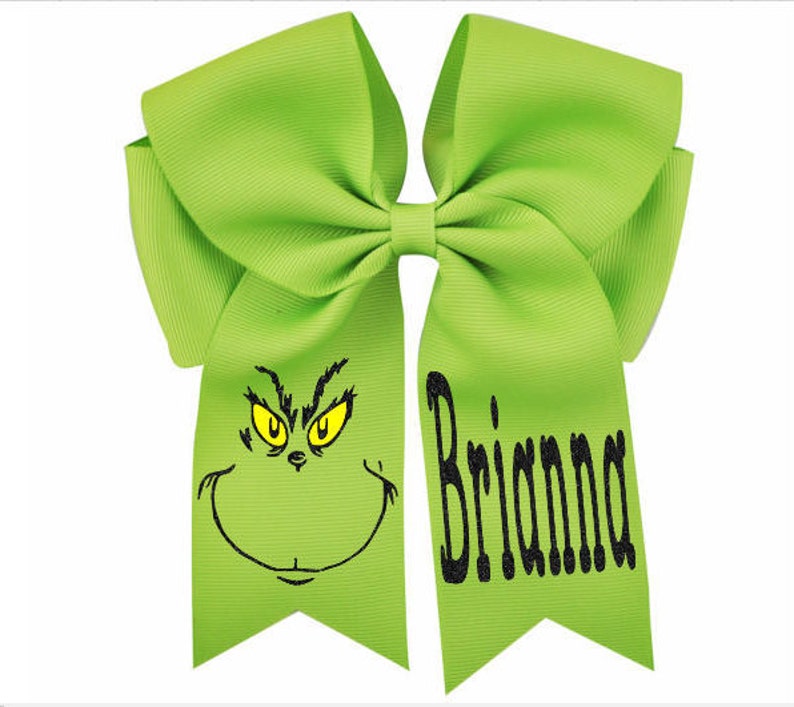 Grinch Hair Bow-Girls Christmas Hair Bow-Monogram Christmas | Etsy
