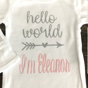 Hello World Newborn Outfit-personalized Newborn Bodysuit-baby ...